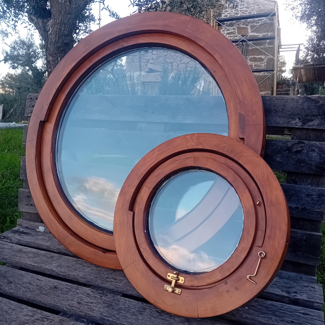 Round Mahogany (sapele) Wood Window, Handmade to Order - Etsy