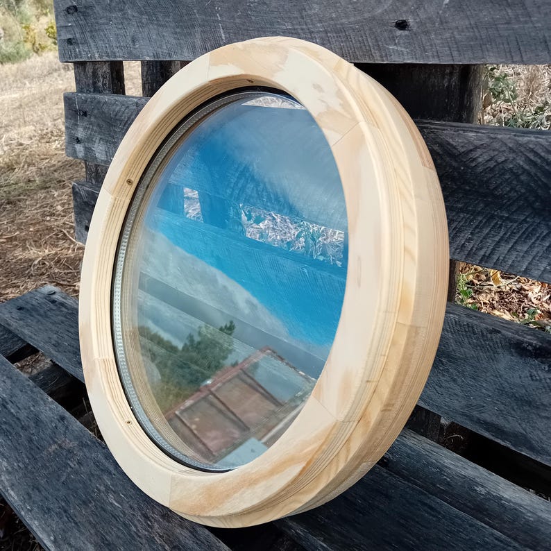 Round Pine Porthole Window Light - Made to Size - Etsy