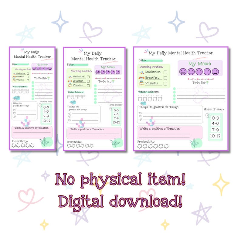Daily Mental Health Tracker – Self-care Planner, Mood and Anxiety Log ...