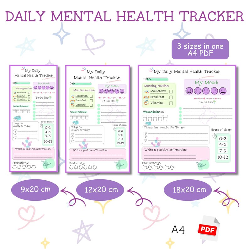 Daily Mental Health Tracker – Self-care Planner, Mood and Anxiety Log ...