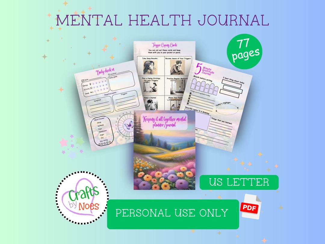 Printable Daily Mental Health Planner/journal, PDF Instant Download ...
