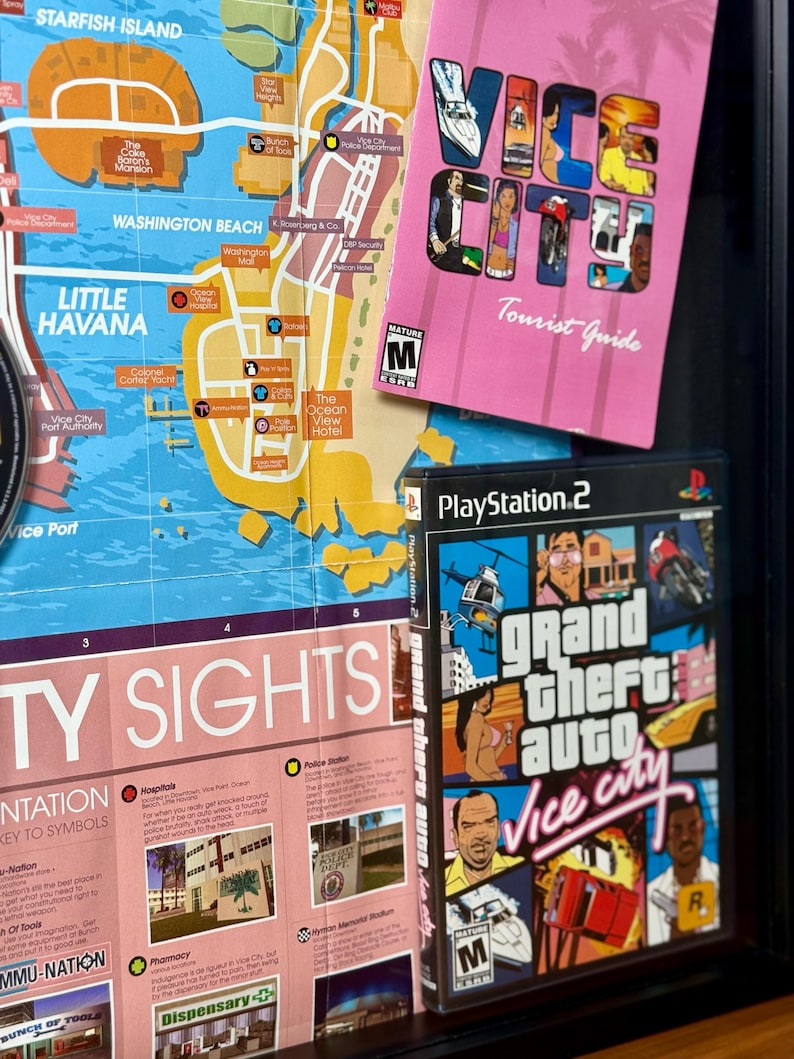 Framed GTA: Vice City PS2 – Shadowbox Wall Art – Retro Playstation ...