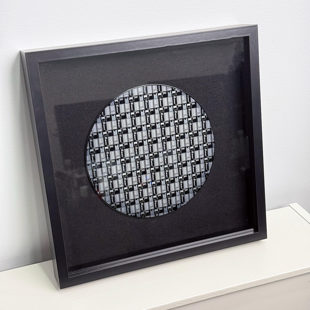Framed Silicon Wafer Art: Iridescent Semiconductor Chip, Tech Office ...