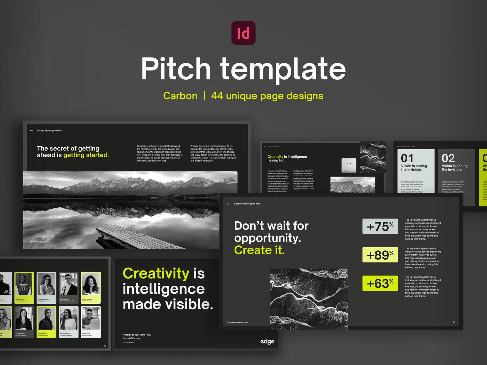 Indesign Pitch Presentation Template | Carbon | Professional ...