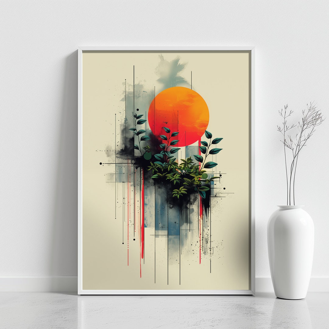 Graphic Poster With a Vibrant and Colorful Abstract Design of Sunset ...
