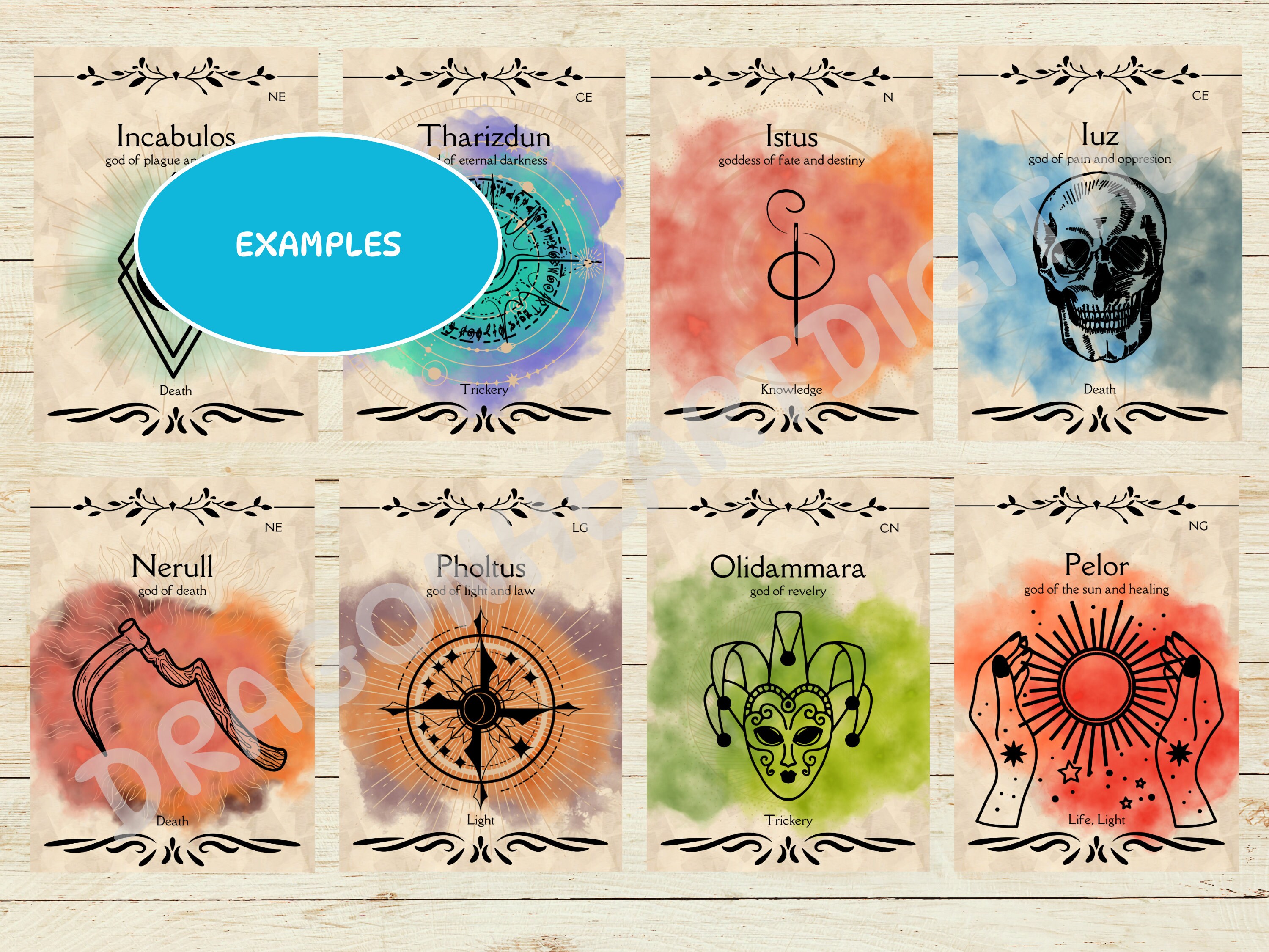 DND Greyhawk Gods Cards [PNG], DND 5e, Dungeon Master Resource, Game ...