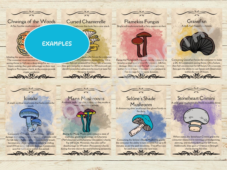 5e Mushroom Expansion Cards: DND Supplement, DM Resource (digital ...