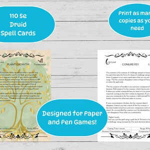 DND 110 Druid Spell Cards [PNG], 5x8", 5e Dnd Spellbook, Dungeon Master ...