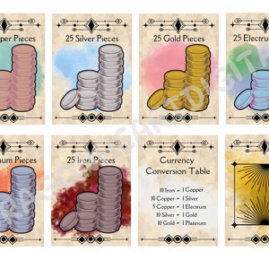 DND 5e Currency Cards: Printable Coin Tokens (digital Download) - Etsy