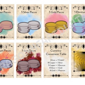 DND 5e Currency Cards: Printable Coin Tokens (digital Download) - Etsy