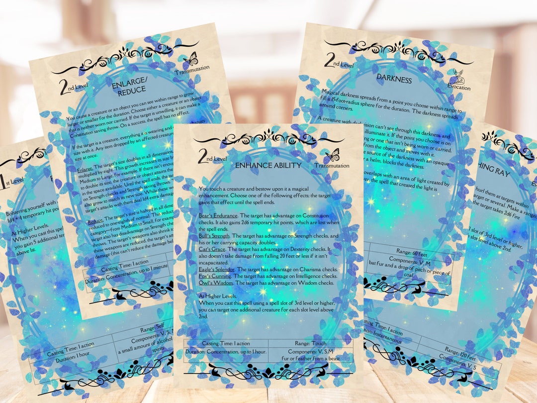 DND 132 Sorcerer Spell Cards PNG, 5x8, 5e Dnd Bard Spellbook, Dungeon ...