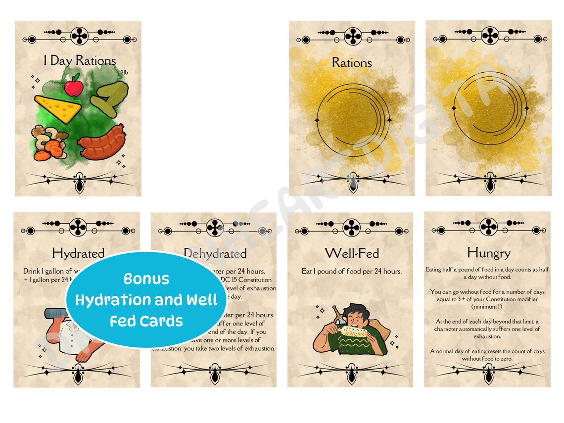 DND Ration Cards PNG, DND 5e, Dungeon Master Resource, Game Master ...