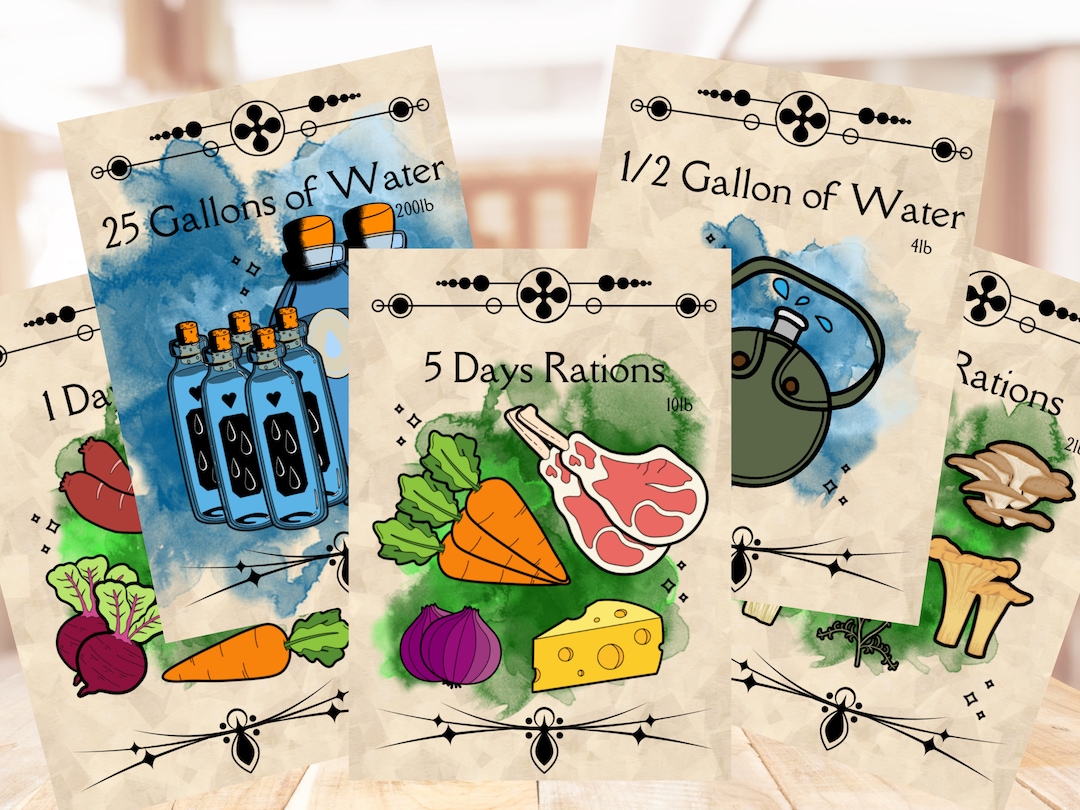 DND Ration Cards [PNG], DND 5e, Dungeon Master Resource, Game Master ...