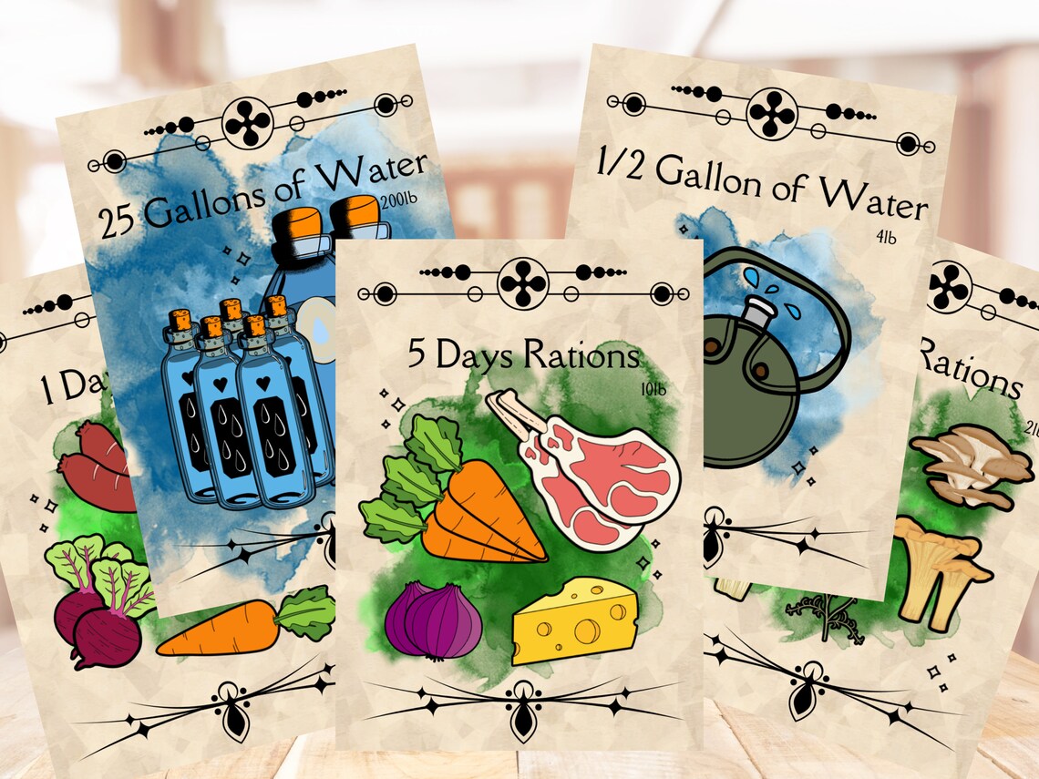 DND Ration Cards PNG, DND 5e, Dungeon Master Resource, Game Master ...