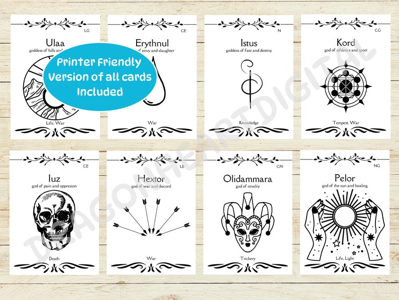 DND Greyhawk Gods Cards [PNG], DND 5e, Dungeon Master Resource, Game ...