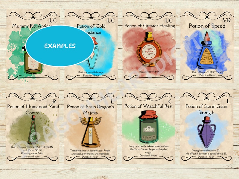 DND Potion Cards PNG, DND 5e, Dungeon Master Resource, Game Master ...