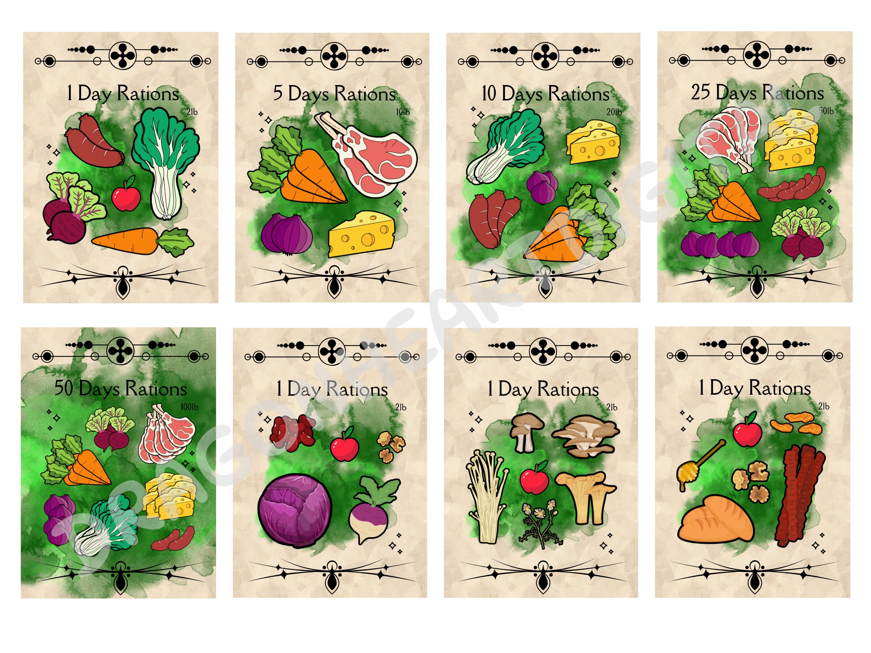 DND Ration Cards PNG, DND 5e, Dungeon Master Resource, Game Master ...