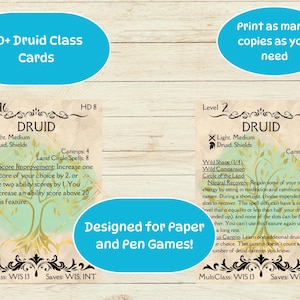 DND Druid Level up Cards [PNG] - DND 5e, Players' Resource, Game Master ...