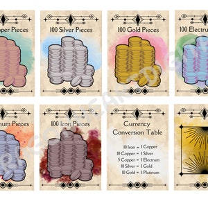 DND 5e Currency Cards: Printable Coin Tokens (digital Download) - Etsy