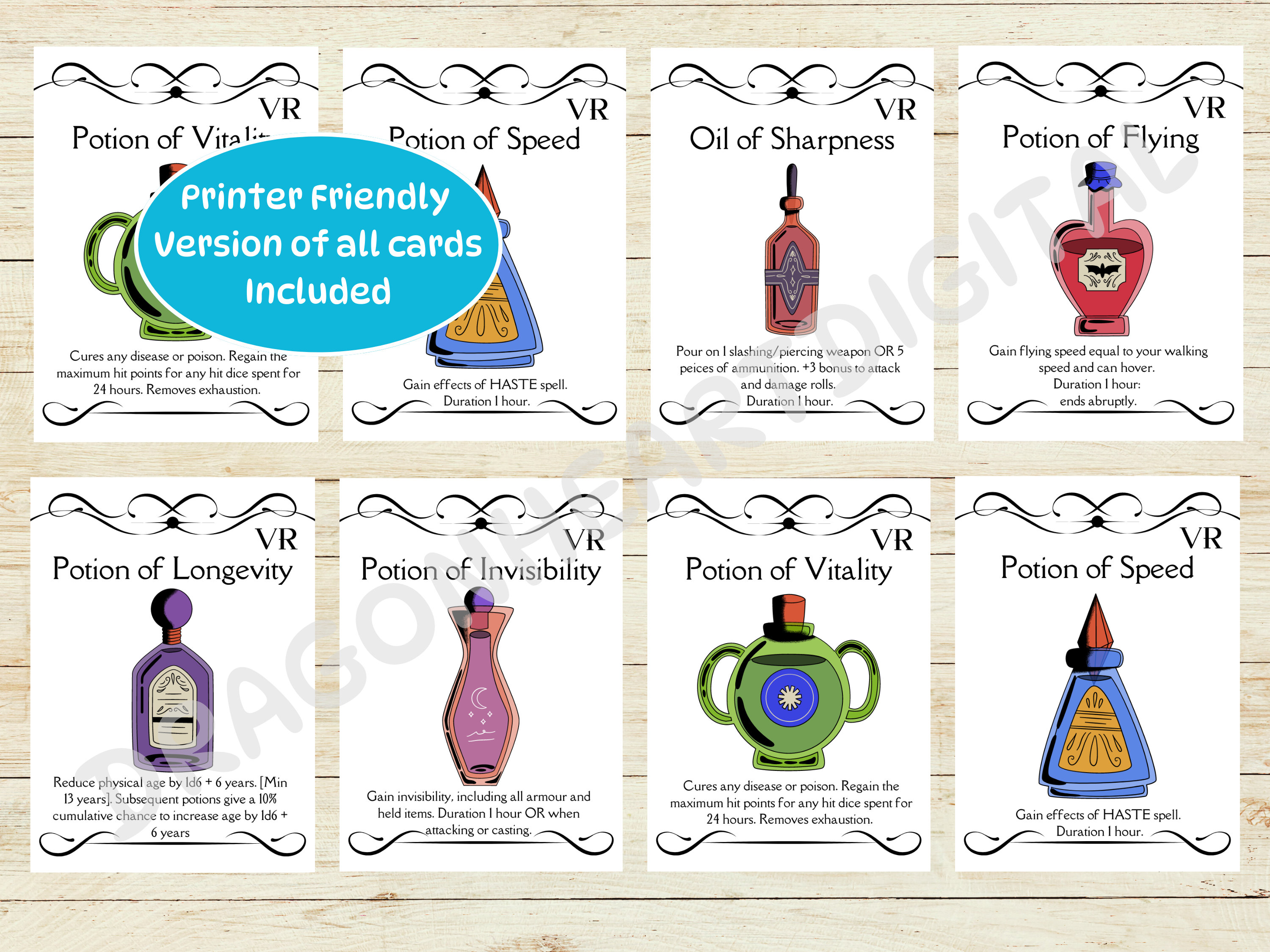 DND Potion Cards PNG, DND 5e, Dungeon Master Resource, Game Master ...