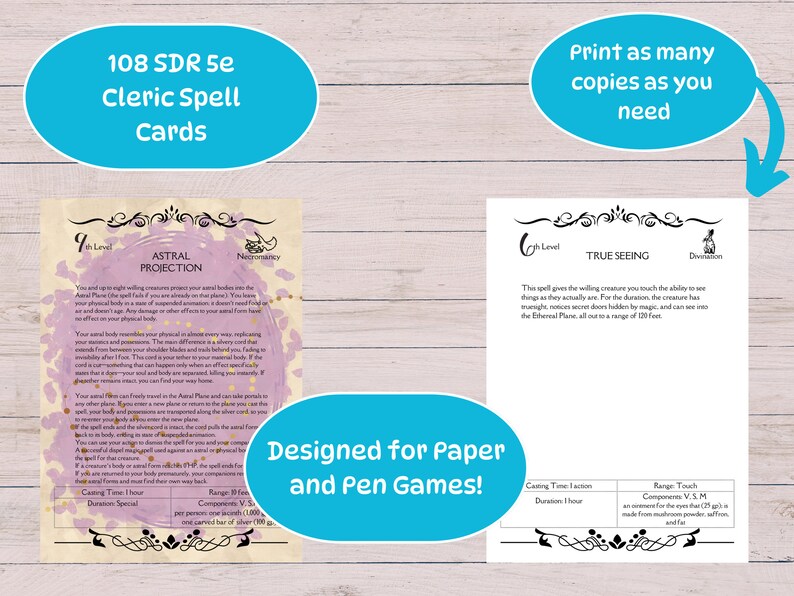 DND 108 Cleric Spell Cards PNG, 5x8, 5e Dnd Spellbook, Dungeon Master ...