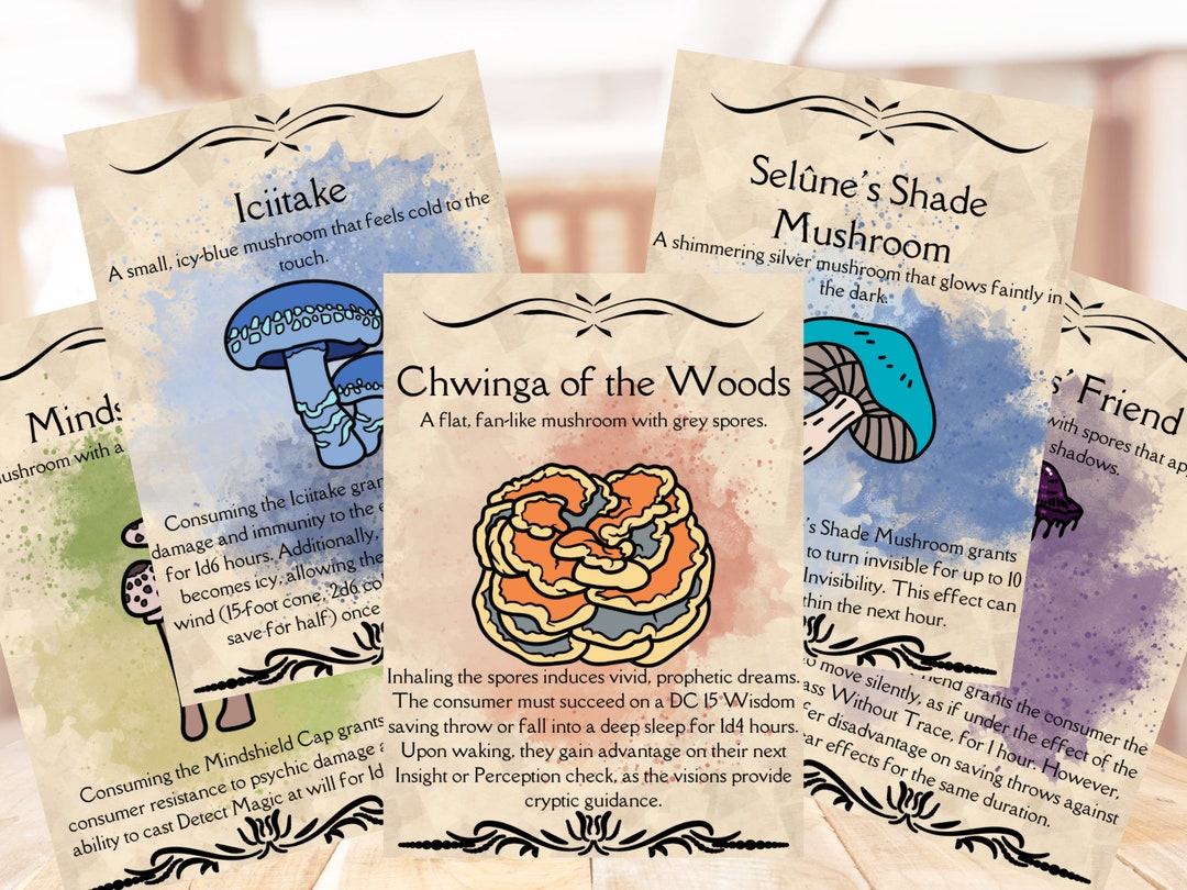 DND Supplement Mushroom Expansion Cards 5e, Dungeon Master Resource ...