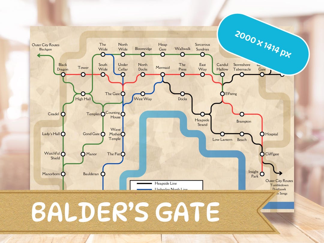 DND Metro/tube Style Map - Balder's Gate [PNG], 2000x1414px Handout ...