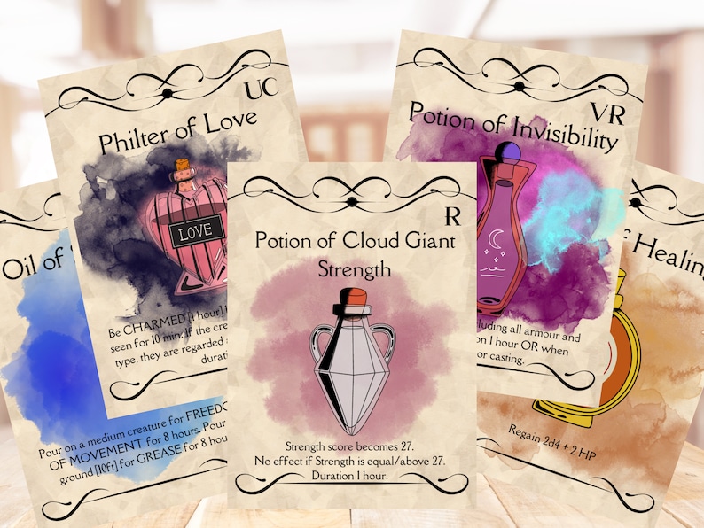 DND Potion Cards PNG, DND 5e, Dungeon Master Resource, Game Master ...