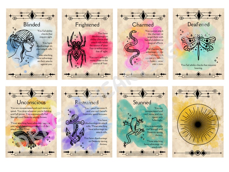 DND Condition Cards [PNG], DND 5e, Dungeon Master Resource, Game Master ...