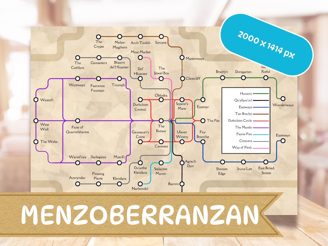 DND Metro/tube Style Map - Menzoberranzan [PNG], 2000x1414px Handout ...