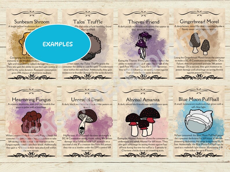 DND Supplement Mushroom Expansion Cards 5e, Dungeon Master Resource ...