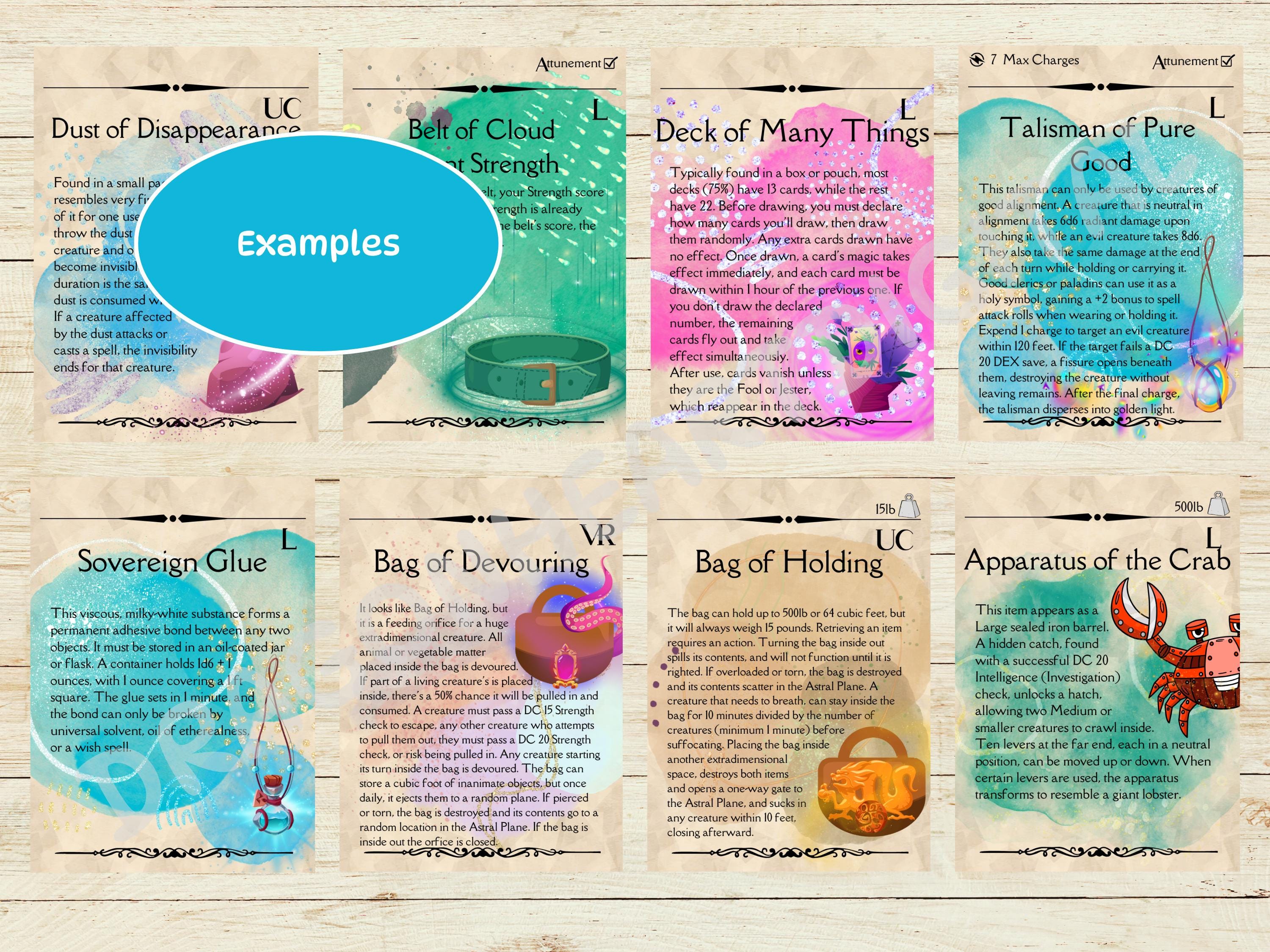 DND Wonderous Items Karten [PNG], DND 5e, Dungeon Master Ressourcen ...