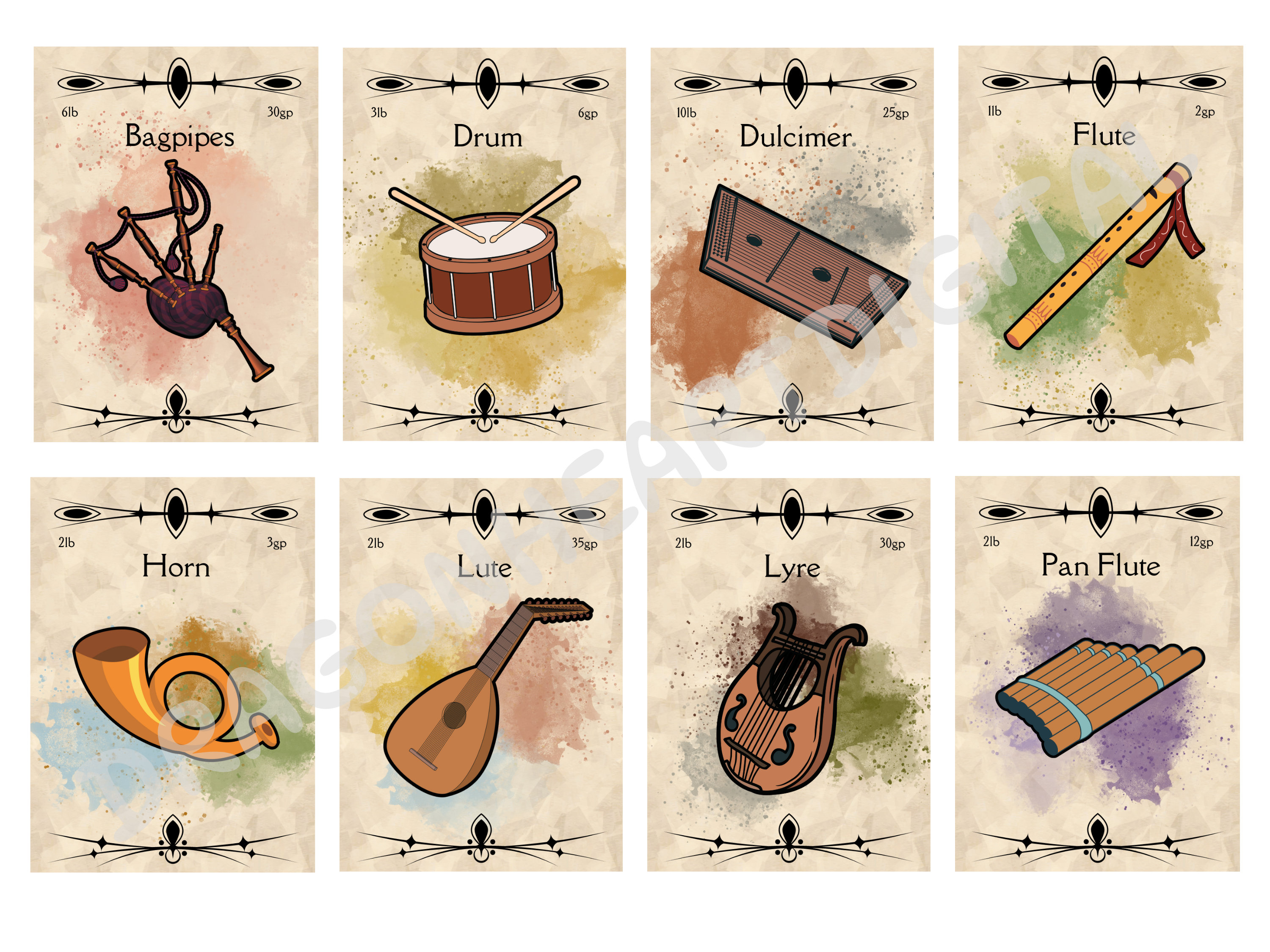 DND Instruments Cards PNG, DND 5e, Dungeon Master Resource, Game Master ...