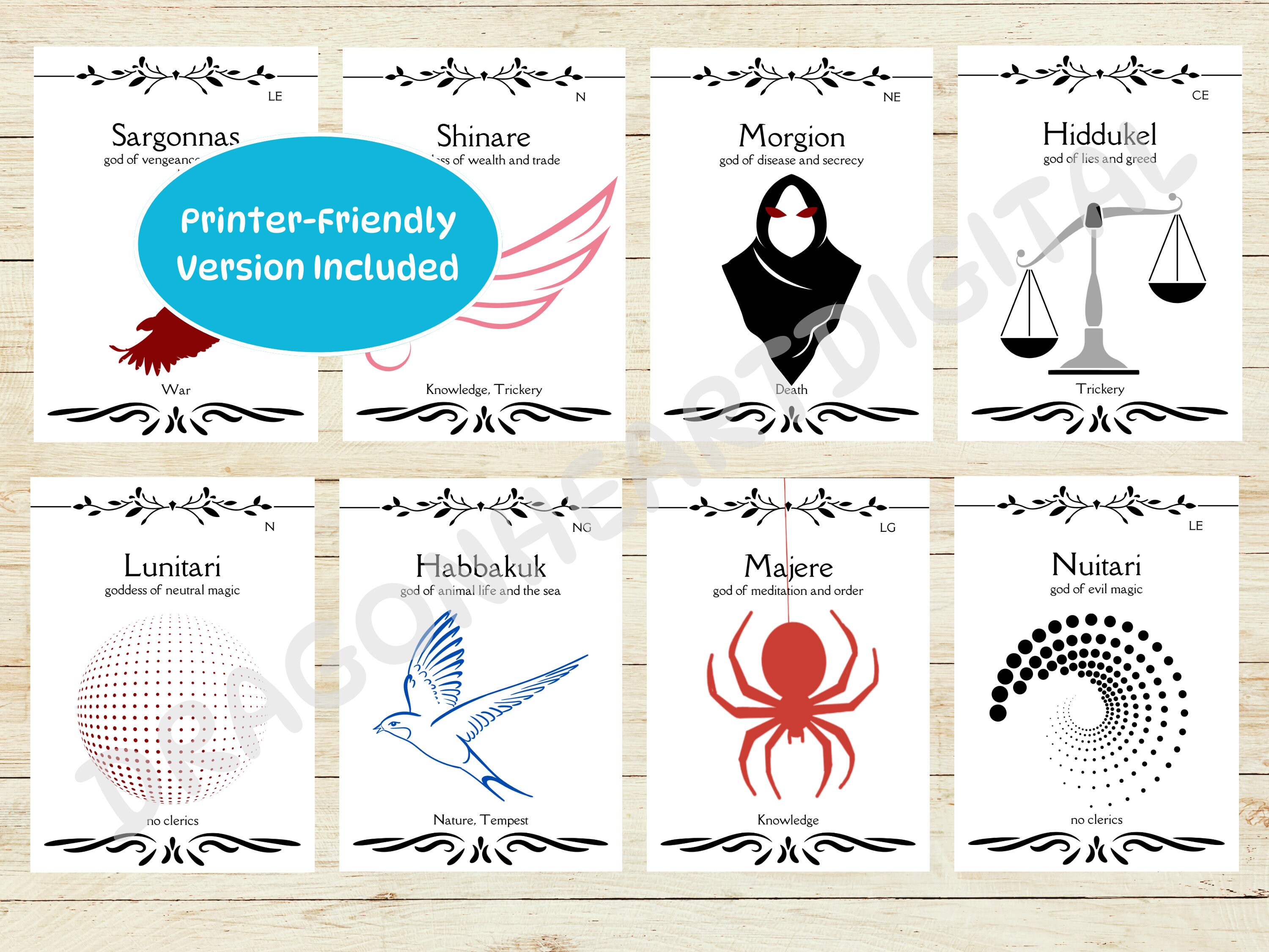 DND Dragonlance Gods Cards [PNG], DND 5e, Dungeon Master Resource, Game ...