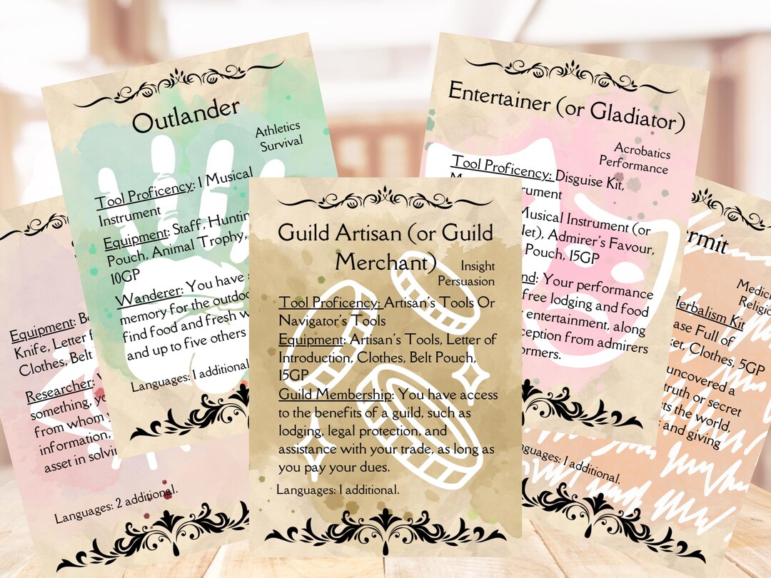 DND 13 Background Cards [PNG] - Heraldry Style, DND 5e, Player's ...