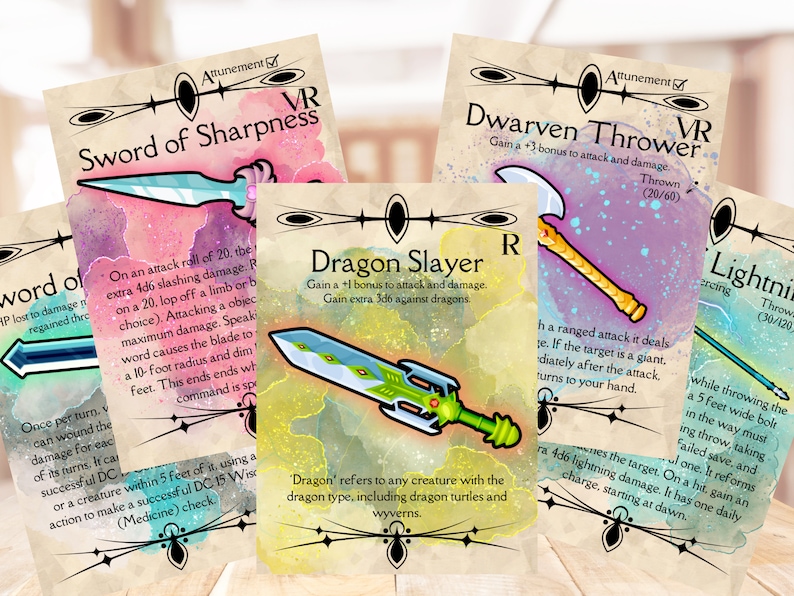 DND Magic Weapon Cards PNG, DND 5e, Dungeon Master Resource, Game ...
