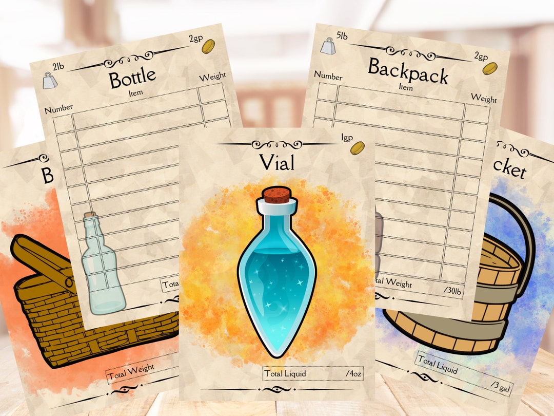 DND Container Cards PNG, DND 5e, Dungeon Master Resource, Game Master ...