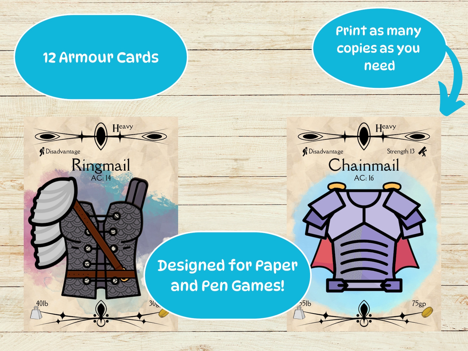 DND Armour Cards [PNG], DND 5e, Dungeon Master Resource, Game Master ...