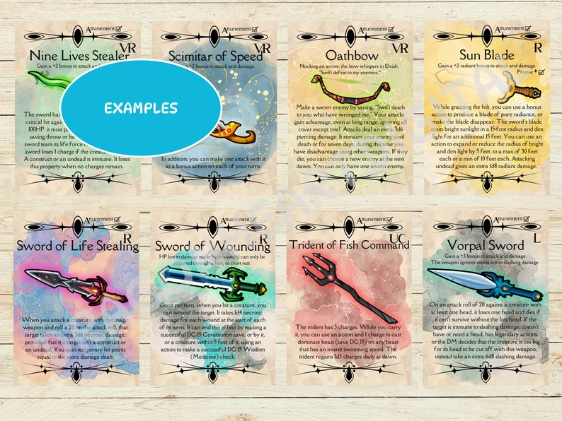 DND Magic Weapon Cards PNG, DND 5e, Dungeon Master Resource, Game ...