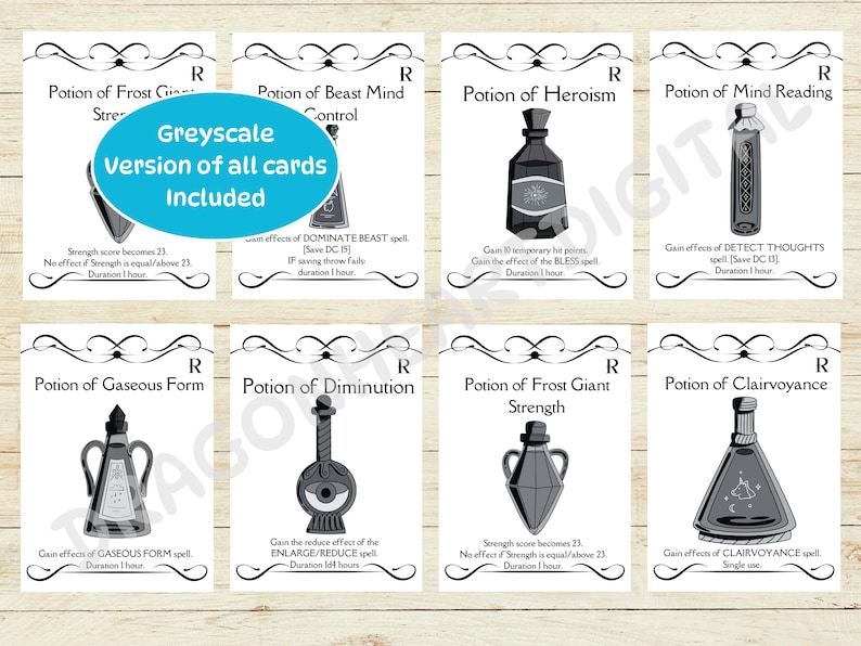 DND Potion Cards PNG, DND 5e, Dungeon Master Resource, Game Master ...