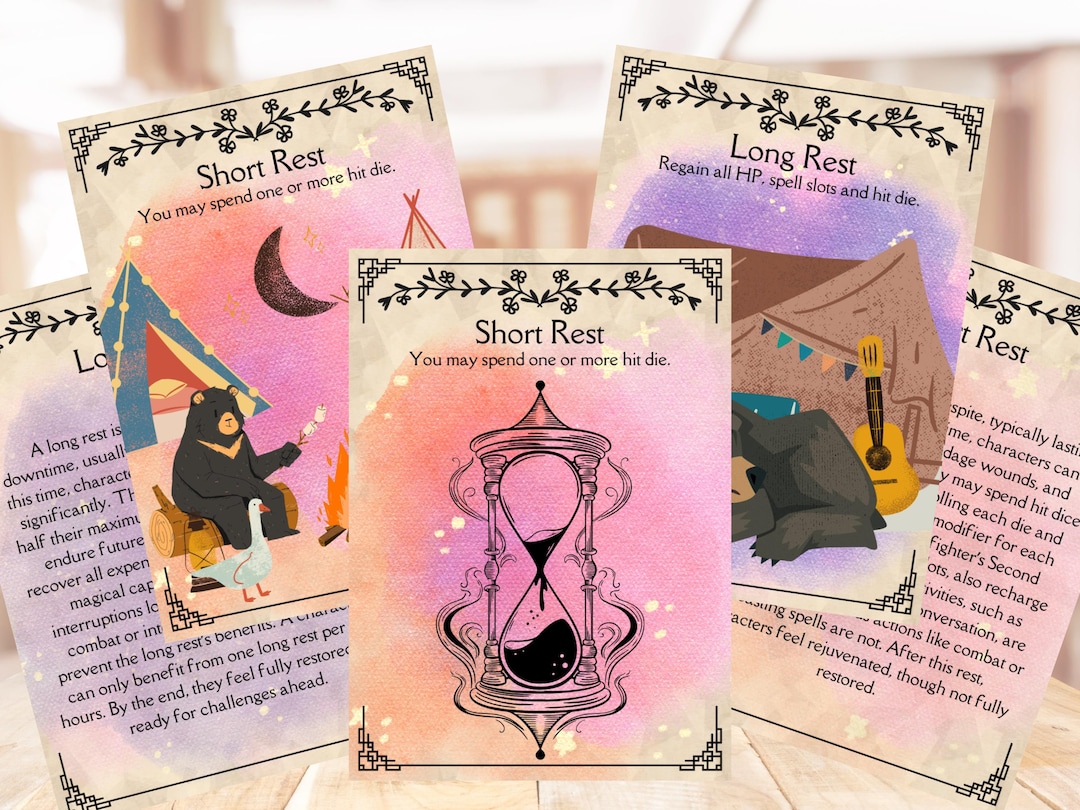 Long and Short Rest Cards [PNG], DND 5e, Dungeon Master Resource, Game ...
