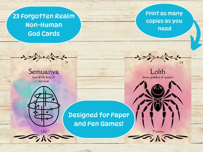 DND Forgotten Realm Non-human Gods Cards PNG, DND 5e, Dungeon Master ...