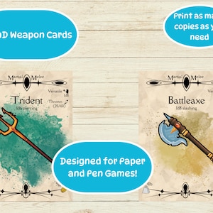 DND Weapon Cards [PNG], DND 5e, Dungeon Master Resource, Game Master ...