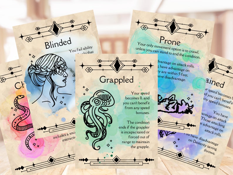 DND Condition Cards [PNG], DND 5e, Dungeon Master Resource, Game Master ...