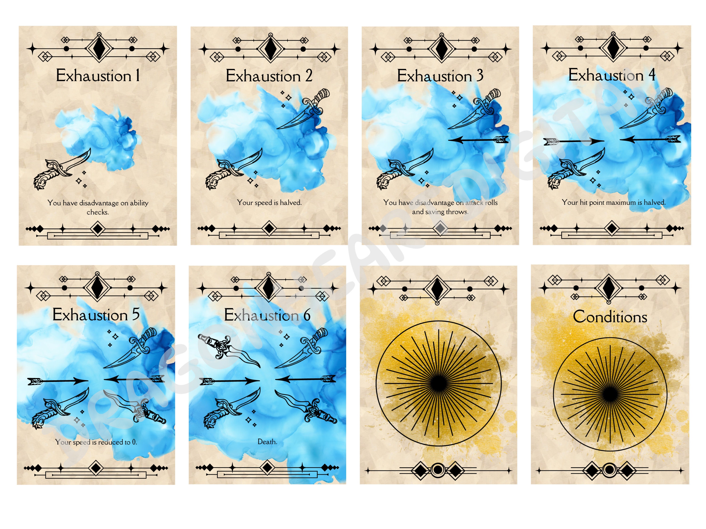 DND Condition Cards PNG, DND 5e, Dungeon Master Resource, Game Master ...