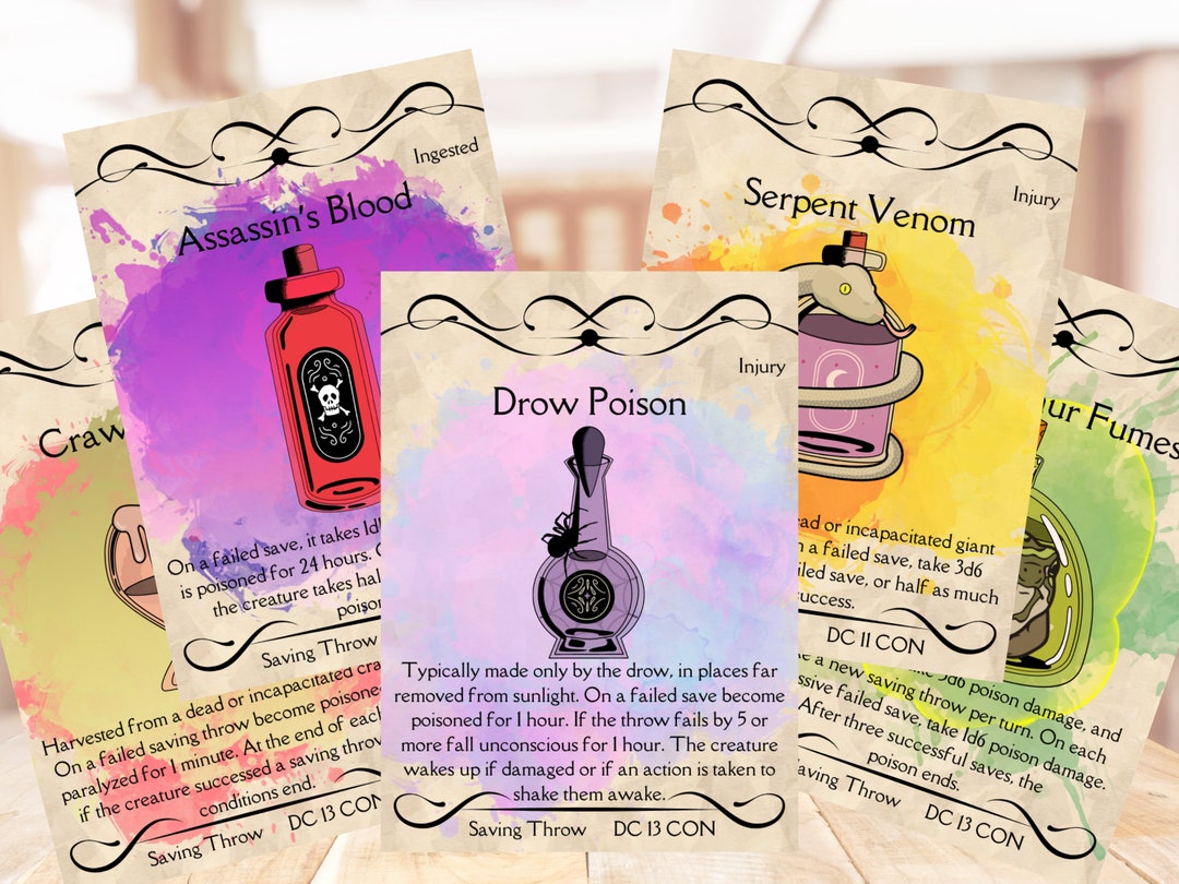 DND Poison Cards [PNG], DND 5e, Dungeon Master Resource, Game Master ...