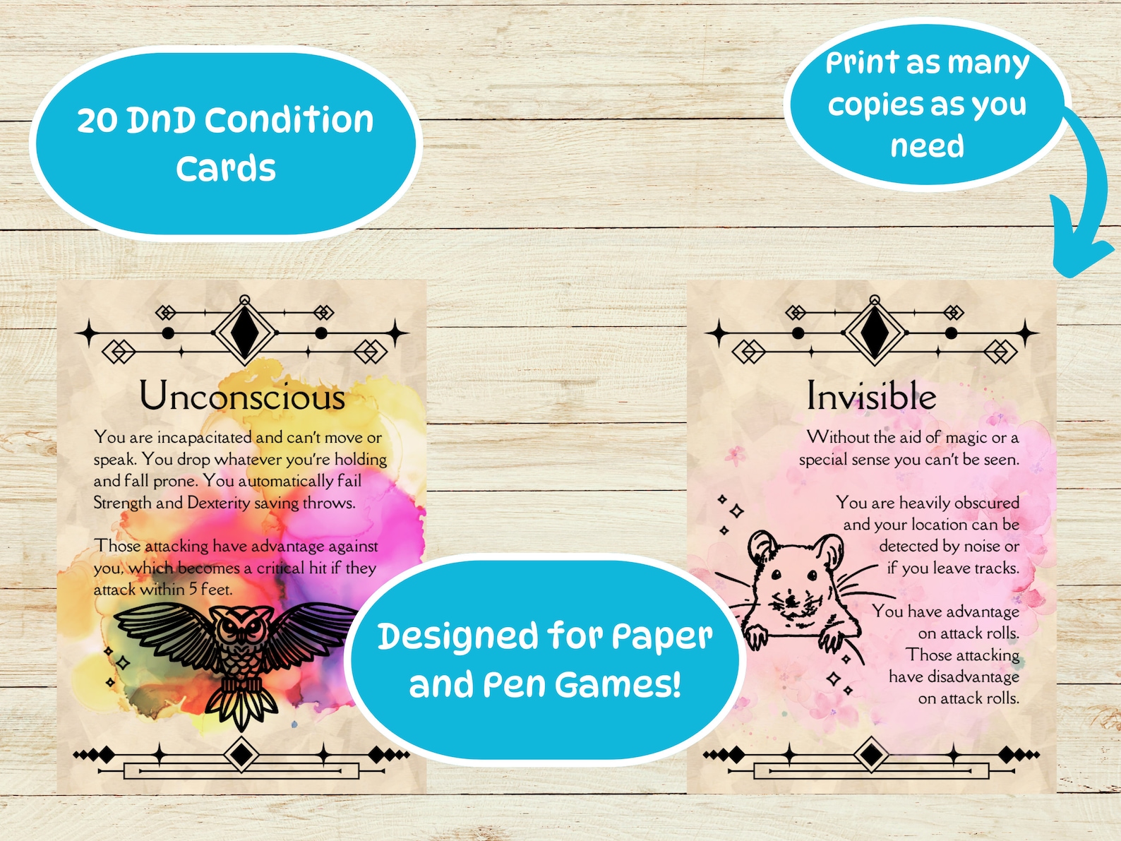 DND Condition Cards [PNG], DND 5e, Dungeon Master Resource, Game Master ...