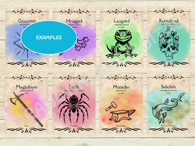 DND Forgotten Realm Non-human Gods Cards PNG, DND 5e, Dungeon Master ...