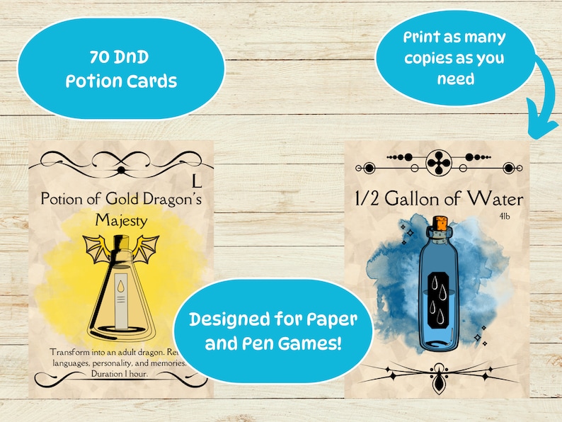 DND Potion Cards PNG, DND 5e, Dungeon Master Resource, Game Master ...