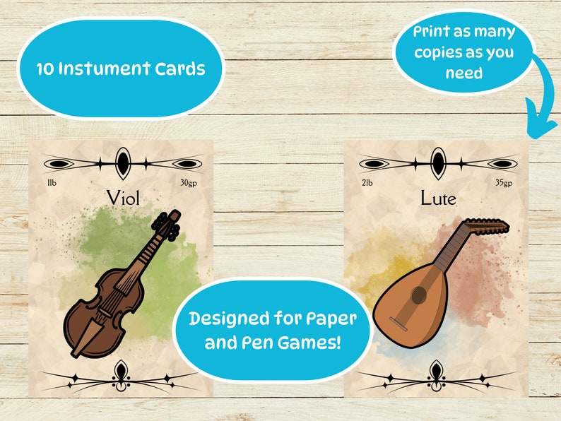 DND 5e Instrument Cards: Dungeon Master Resource (digital Download) - Etsy